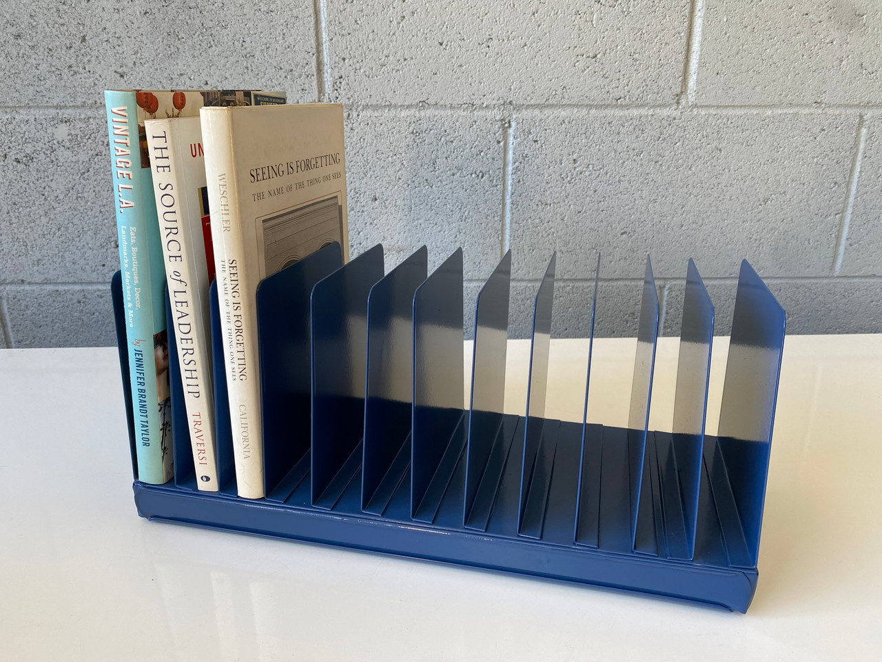 SOLD - Mid Century 12 Slot Desktop Organizer, Refinished in Blue ...