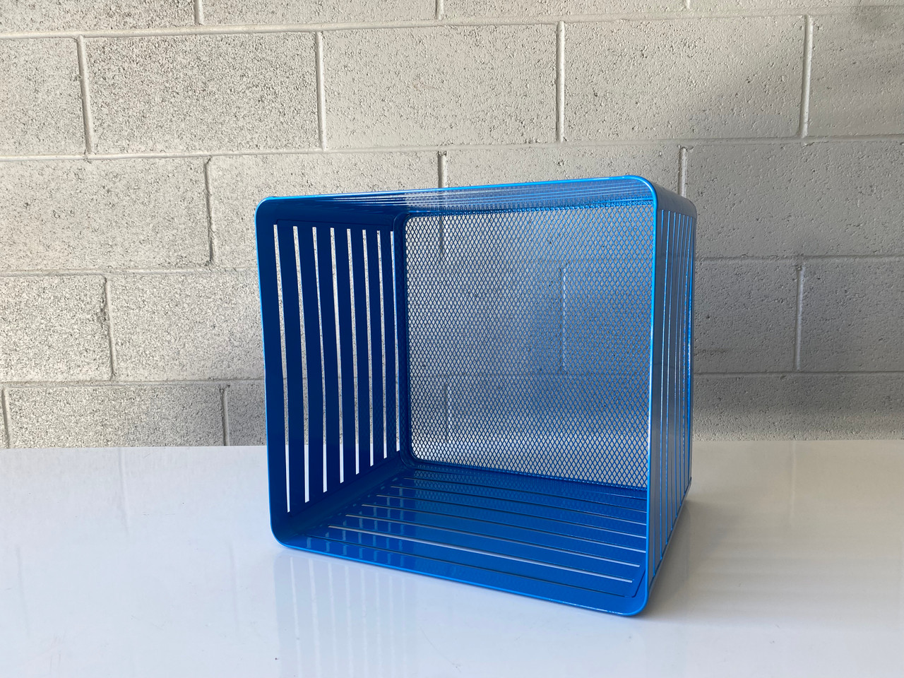 SOLD - Vintage Steel Storage Crate / Box Refinished in Traffic Blue ...