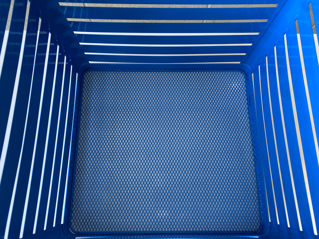 SOLD - Vintage Steel Storage Crate / Box Refinished in Traffic Blue ...