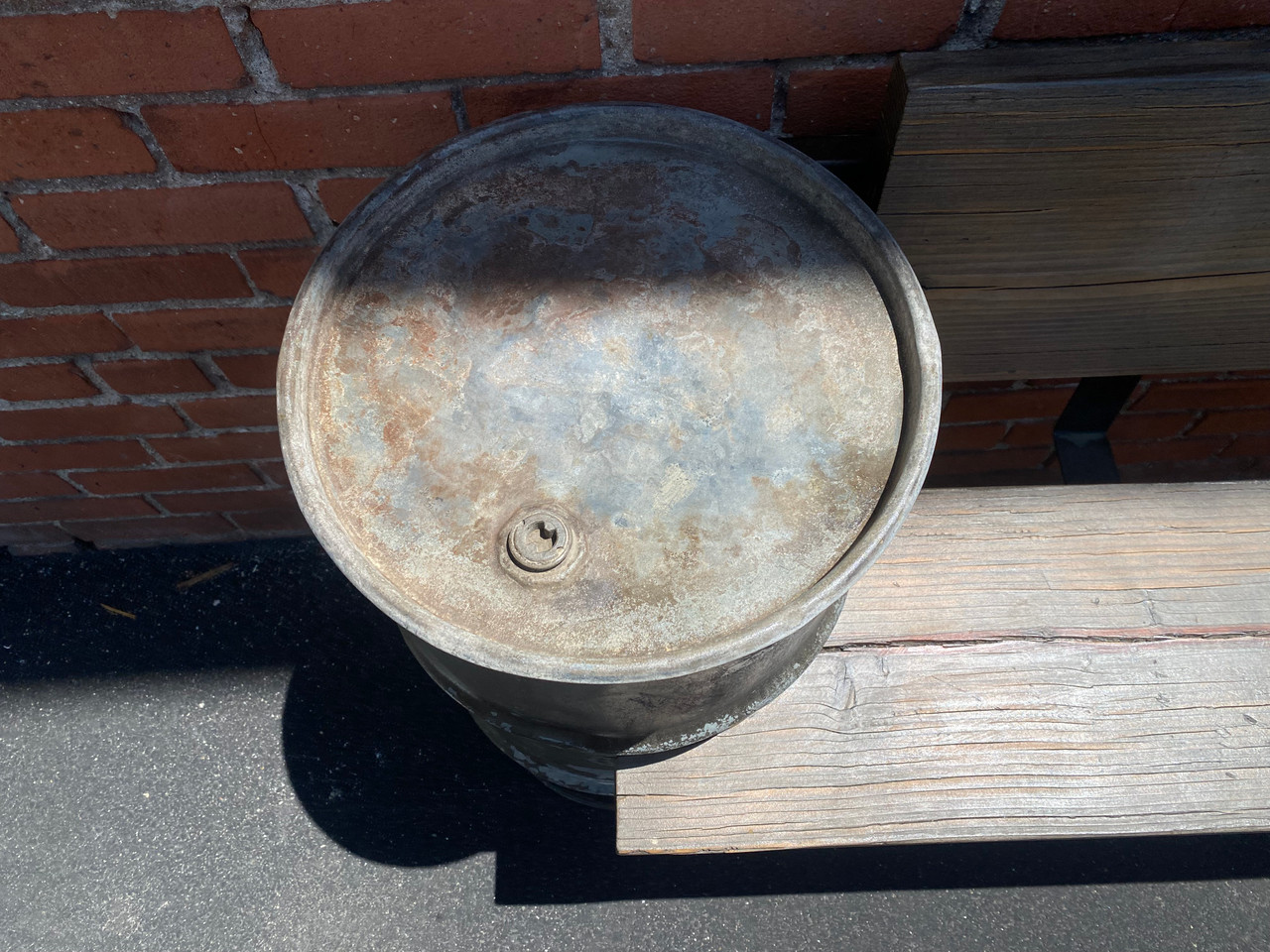 Custom Made Rustic Steel Barrel and Wood Bench - Rehab Vintage Interiors
