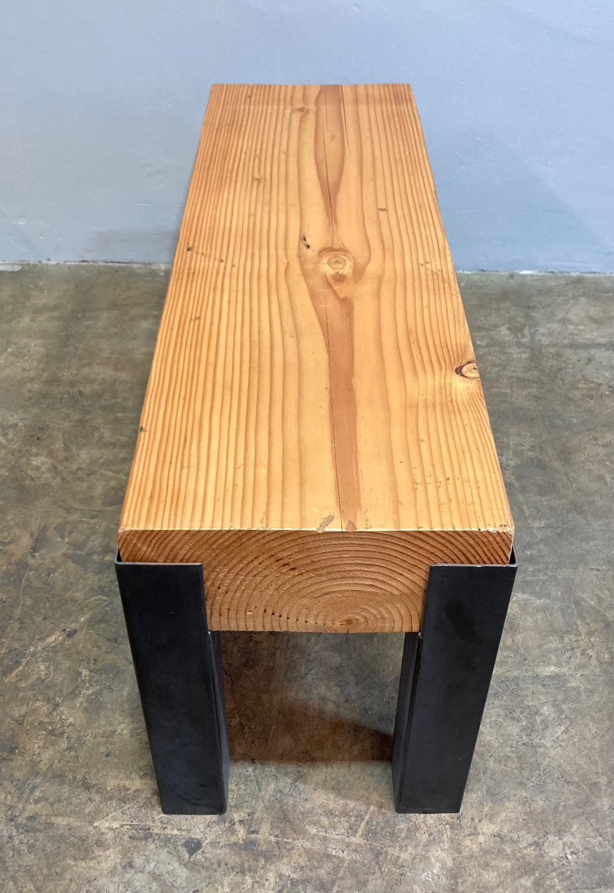 Custom Steel & Reclaimed Fir-Beam Bench