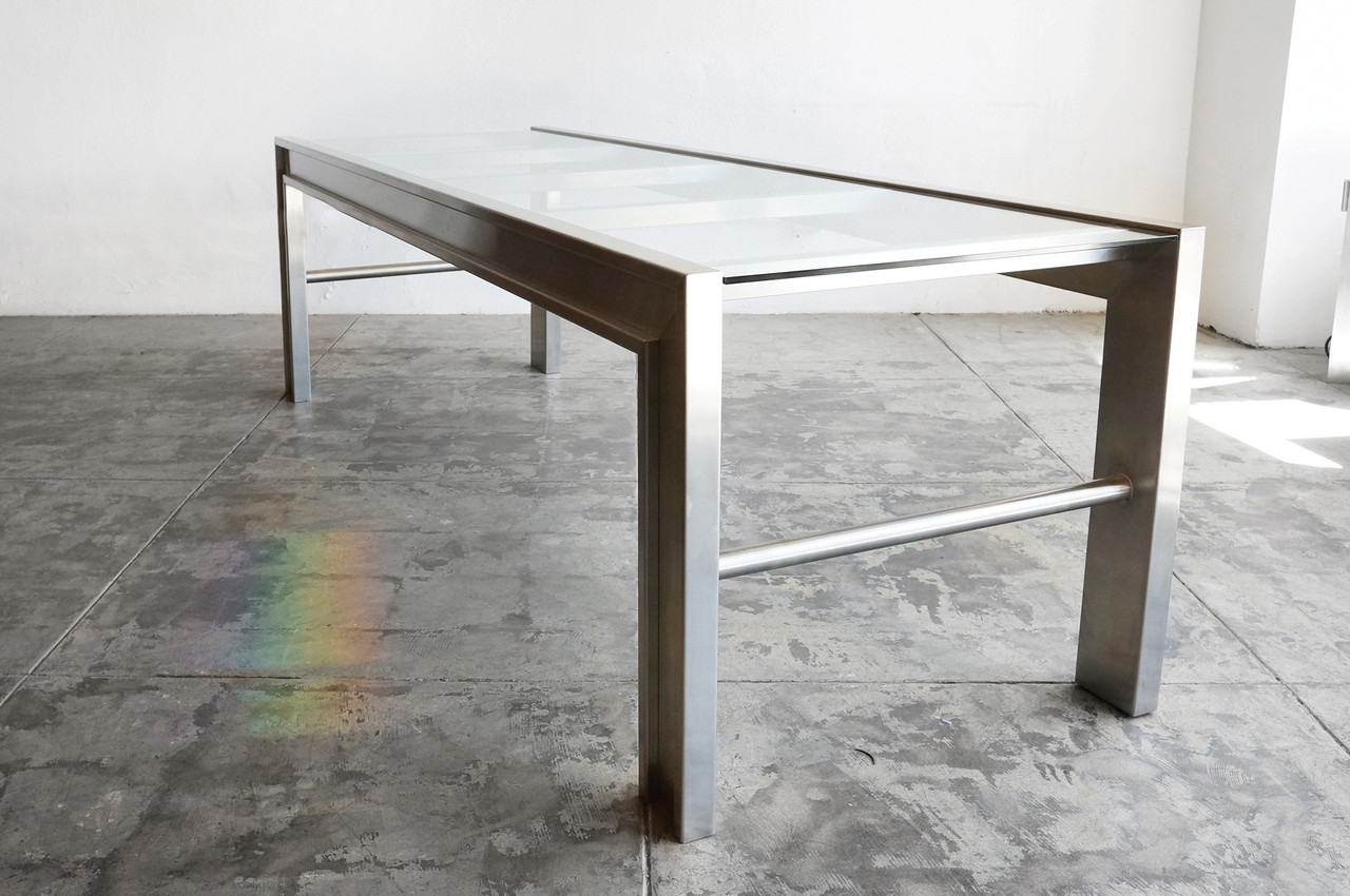 SOLD - Custom-made Stainless Steel and Glass Conference Table - Rehab ...