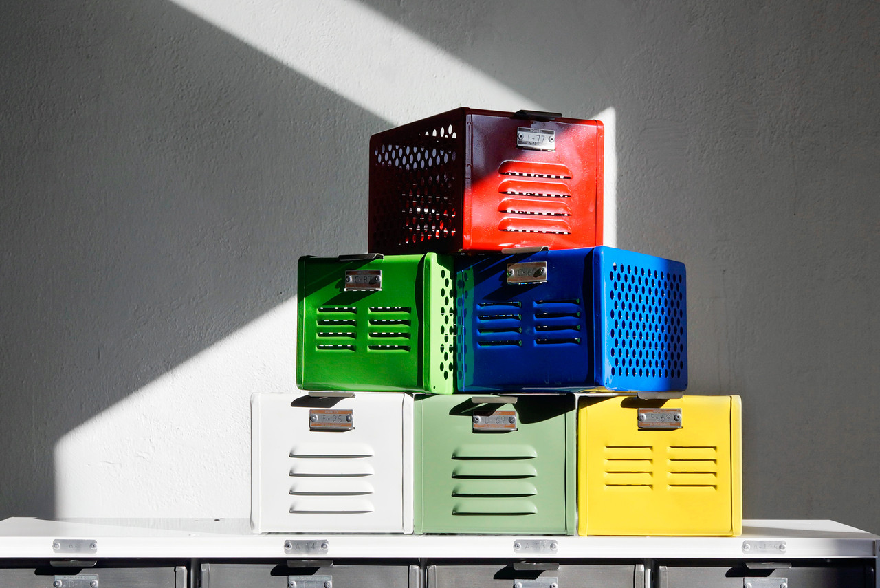 SOLD- LTD EDITION 1950s Mini Locker Basket Refinished in Royal Blue ...