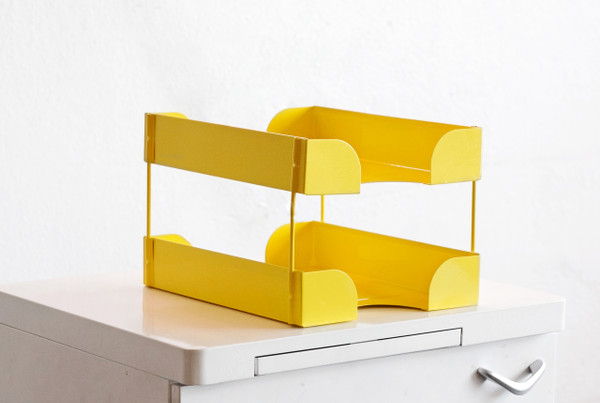 SOLD - Mid Century Double Tier Paper Tray, Refinished in Yellow - Rehab ...