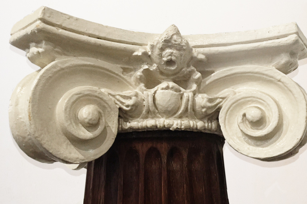 SOLD - Carved Oak Pillar with Plaster Capital - Rehab Vintage Interiors