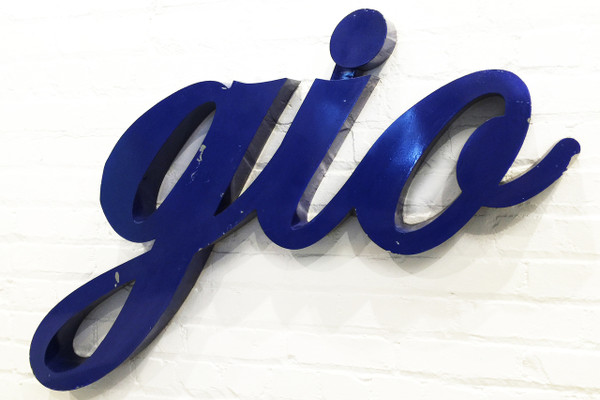 SOLD - Vintage Aluminum Channel Letter "Gio" Sign - Rehab Vintage Interiors