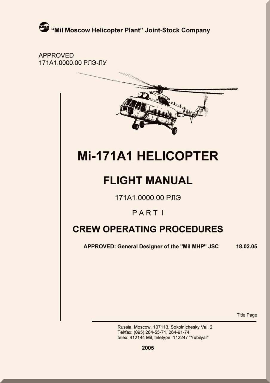 Mil Mi-171A1 Helicopter Flight Manual - Crew Operating Procedures ...
