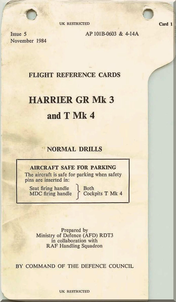 BAe / Hawker Siddeley Harrier GR Mk 3 and T Mk 4 Aircraft Flight ...