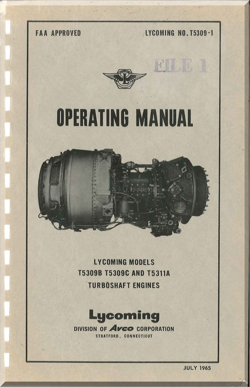 Lycoming T53 09B and T53 11A Manual Turboshaft Aircraft Engines No ...