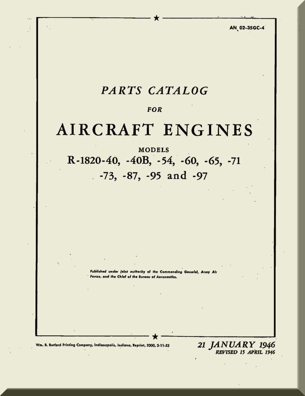 Wright R-1820 -40 -40B -54 -60 -65 -71 -73 -87 -95 -97 Cyclone Aircraft ...