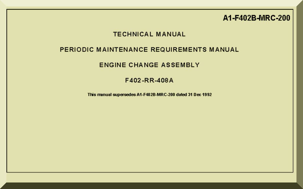 Rolls Royce F402-RR-406 A F402-RR-408 B Aircraft Engine Standard ...
