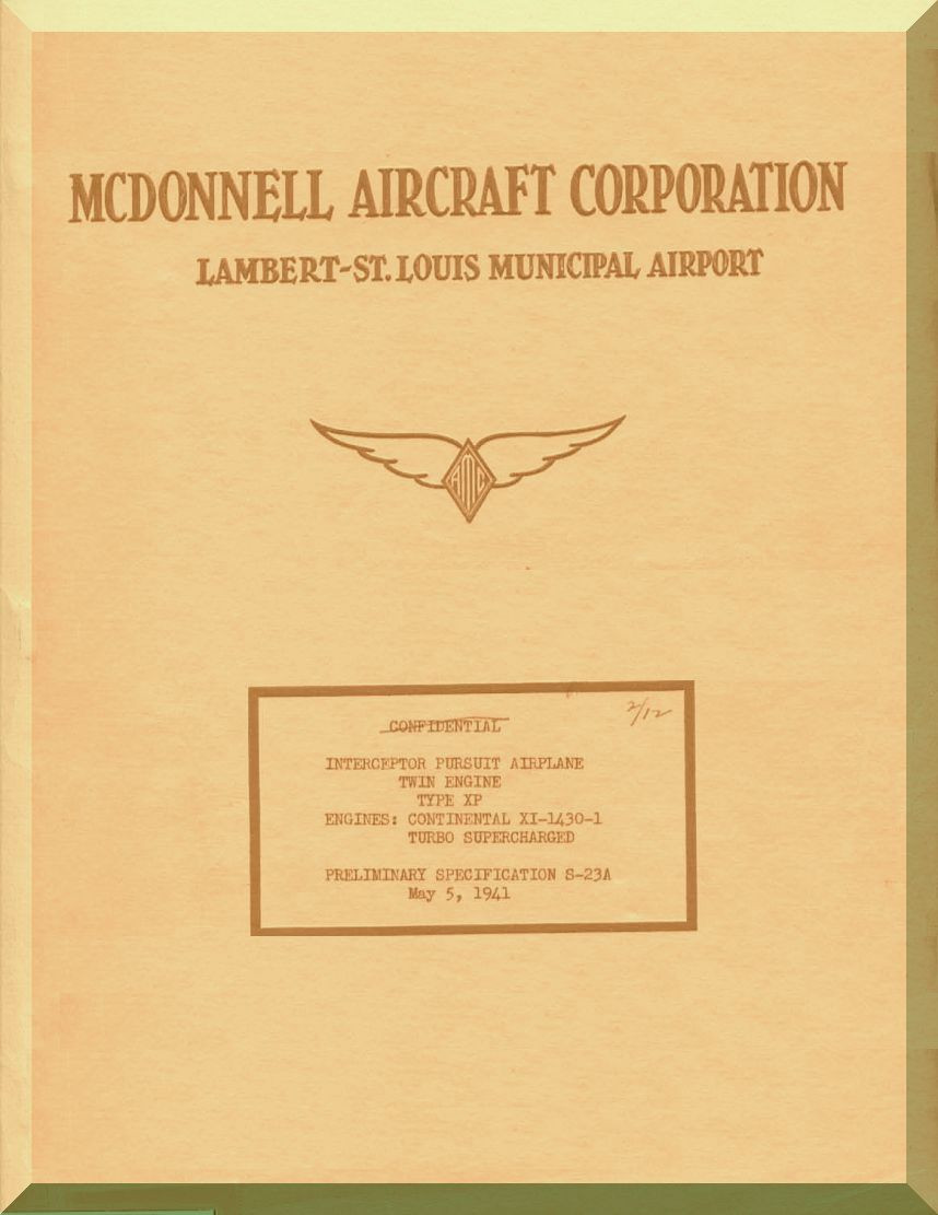 Mc Donnell XP-67 Aircraft Aircraft Reports Technical Documents Manual ...