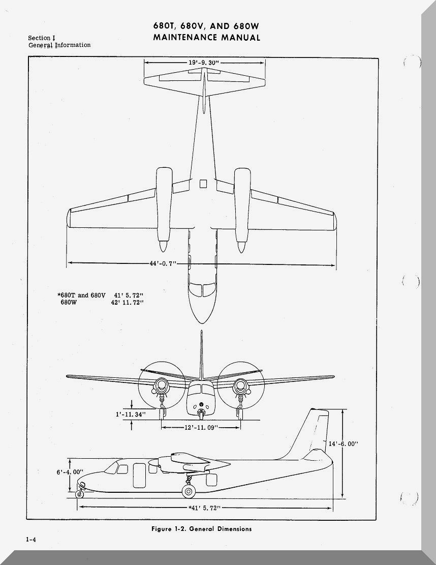 Aero Commander 680 T, V, W Aircraft Maintenance Manual , 1963 ...