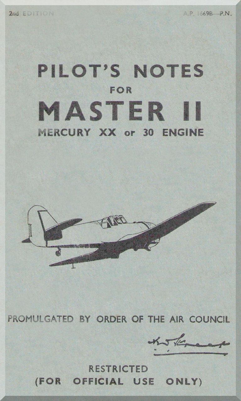 Miles Master II Aircraft Pilot's Notes Manual - Aircraft Reports ...