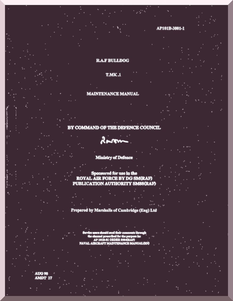 Bae / Scottish Aviation . Beagle Bulldog T. MK.1 Aircraft Maintenance ...