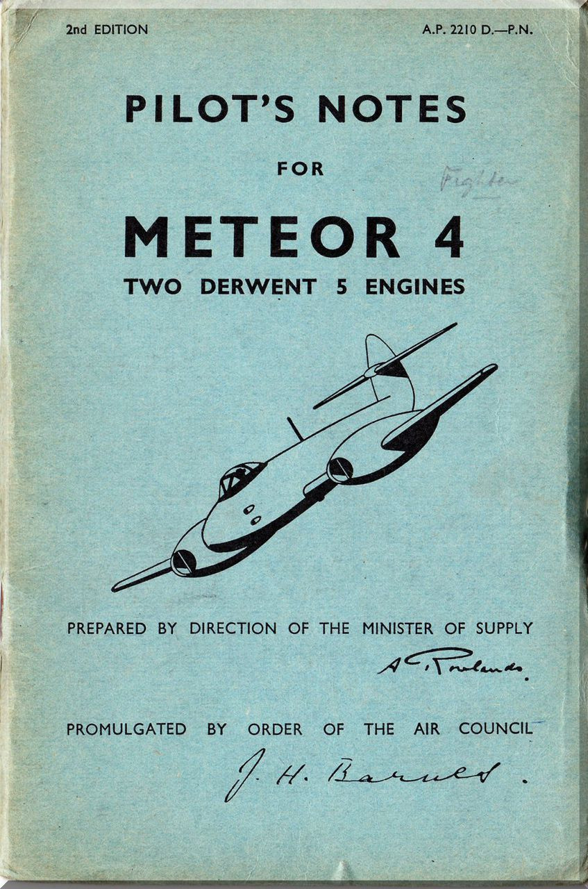 Gloster Meteor 4 Aircraft Pilot's Notes Manual - Aircraft Reports ...