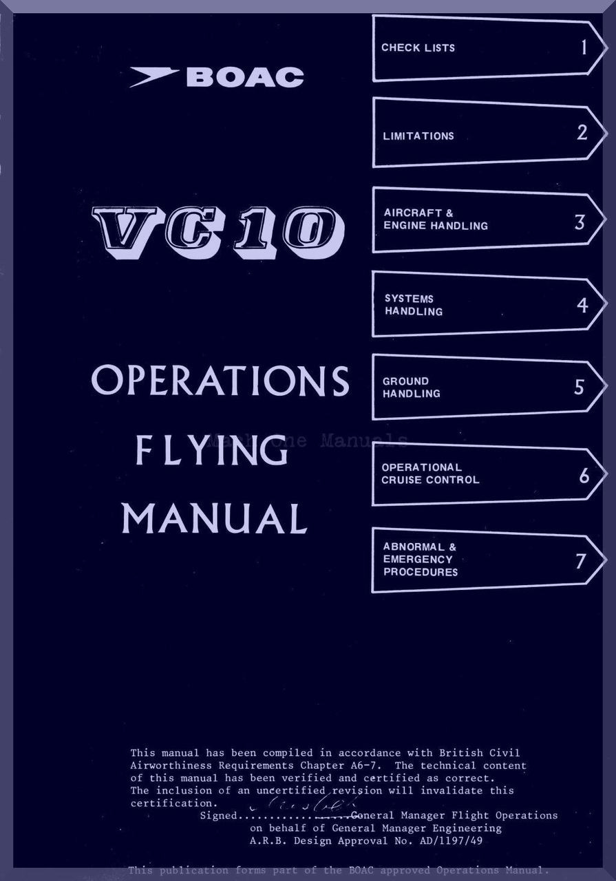 Vickers VC-10 Aircraft Operating Flight Manual - BOAC - - Aircraft ...