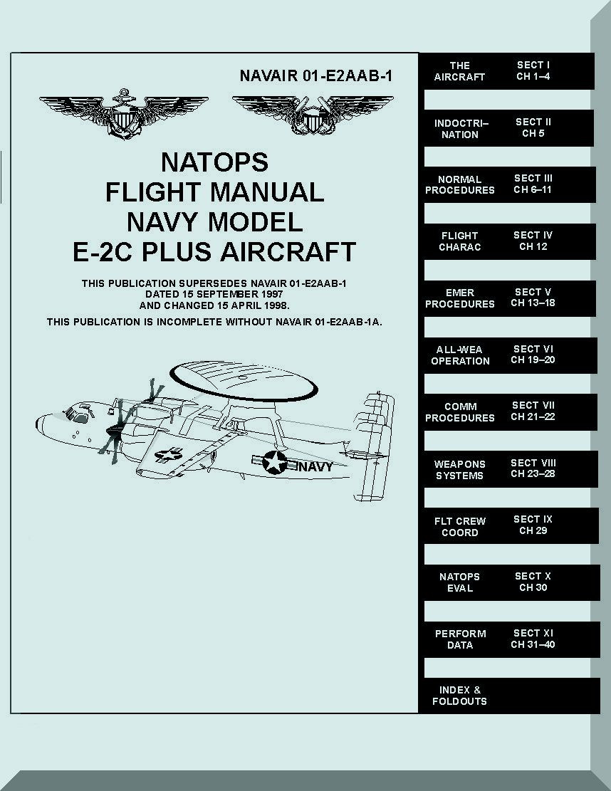 Grumman E-2C Plus NATOPS Flight Manual NAWEPS 01-E2AAB-1, 1979 ...