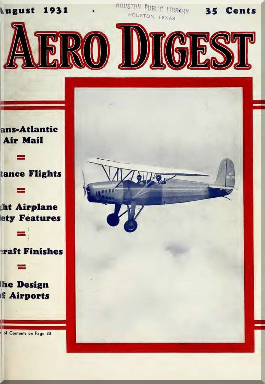 Aero Digest Aircraft Aviation Magazines August 1931 - Aircraft Reports ...