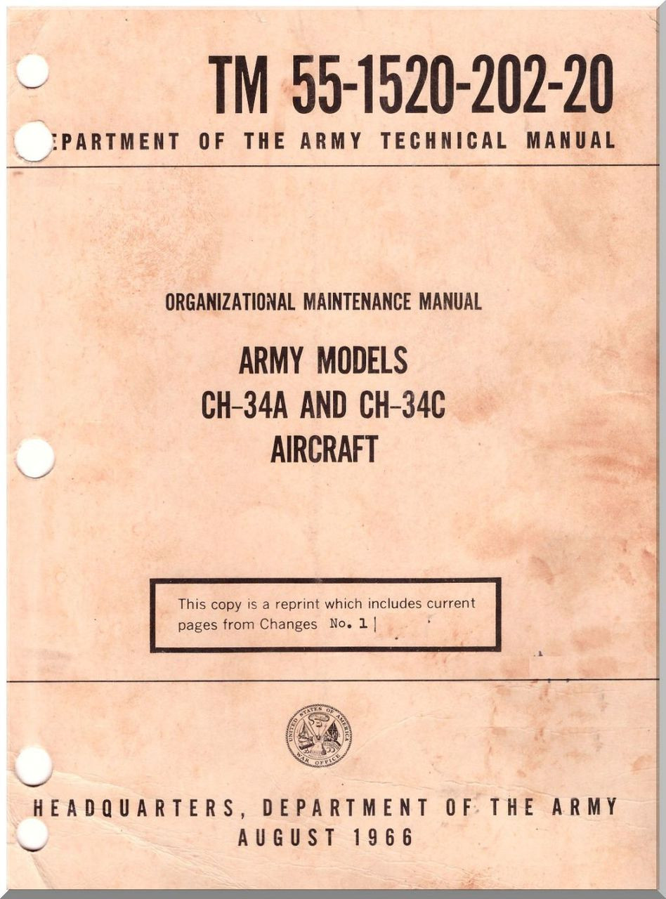 Sikorsky ARMY CH-34 A, C Helicopter Organization Maintenance Manual ...