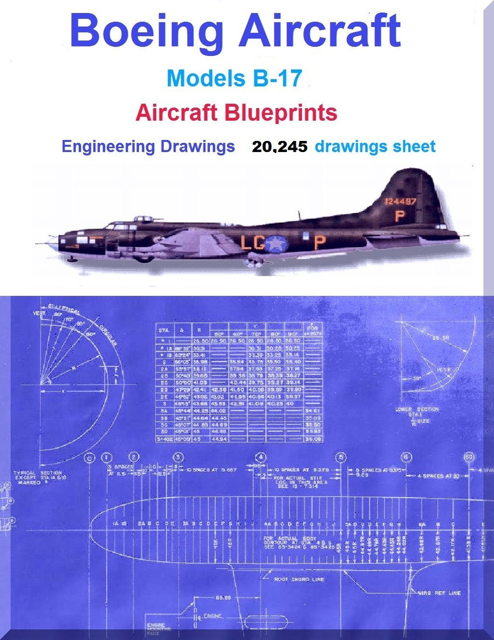 Boeing B-17 Airplane Aircraft Engineering Drawings Blueprints -USBD or ...
