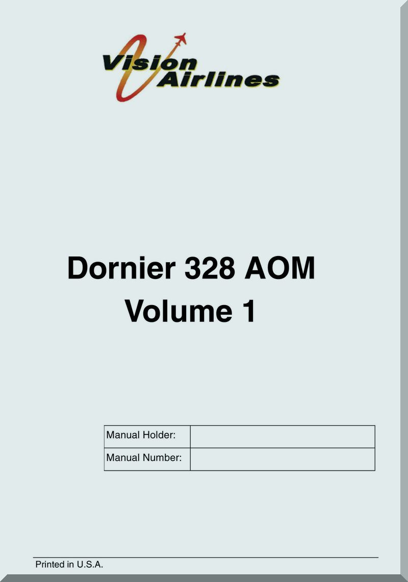 Fairchild Dornier 328-100 Aircraft Airplane Operating Manual - Volume 1 ...