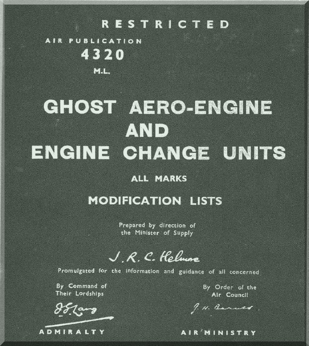 De Havilland Ghost Aero Aircraft Engine and Engine Change Units All ...