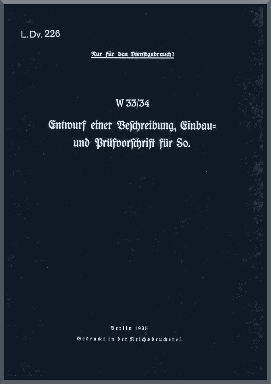 Junkers Ju W 33/ 34 Aircraft Installation Instructions Manual ...