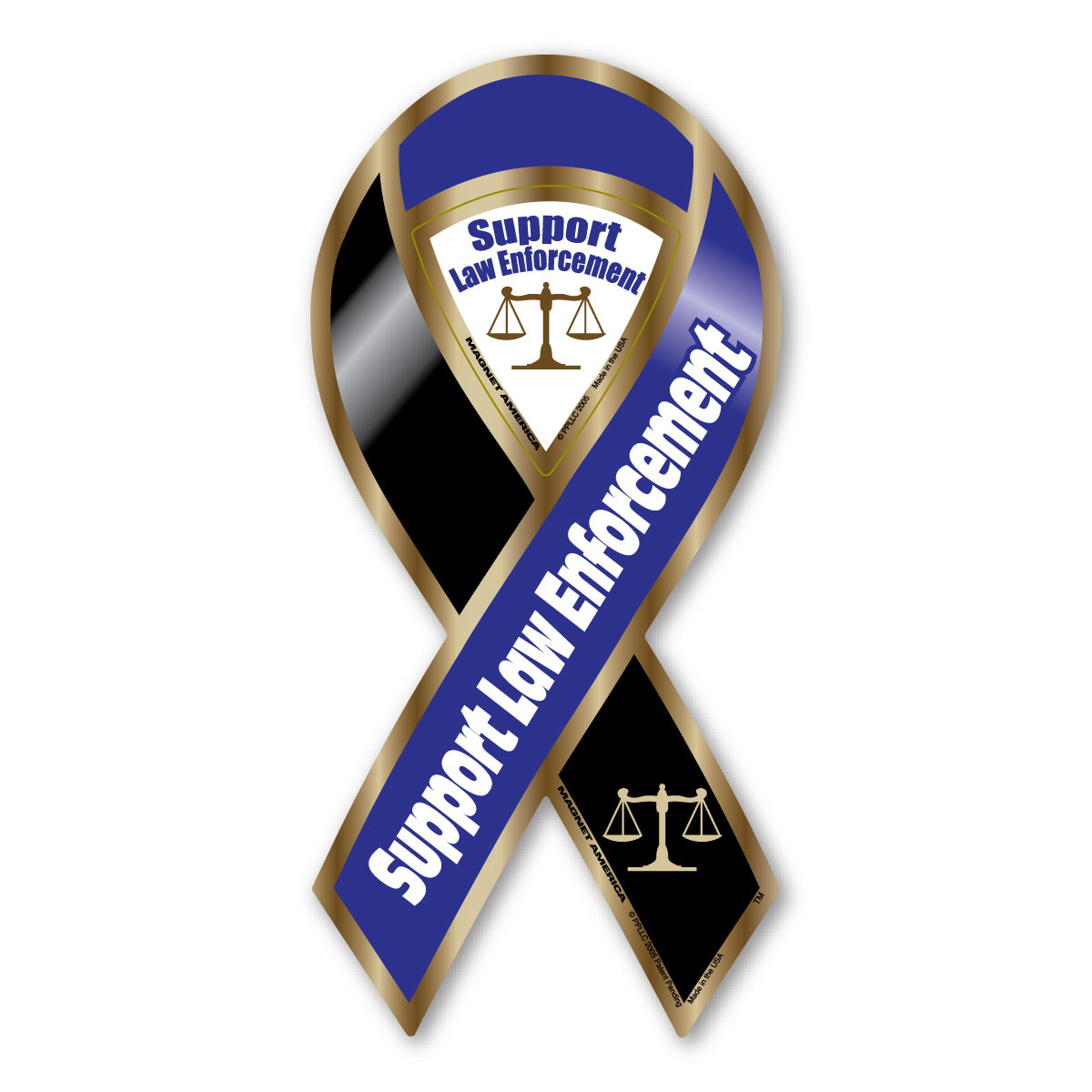 Support Law Enforcement Blue / Black 2-in-1 Mini Ribbon Magnet | Magnet ...