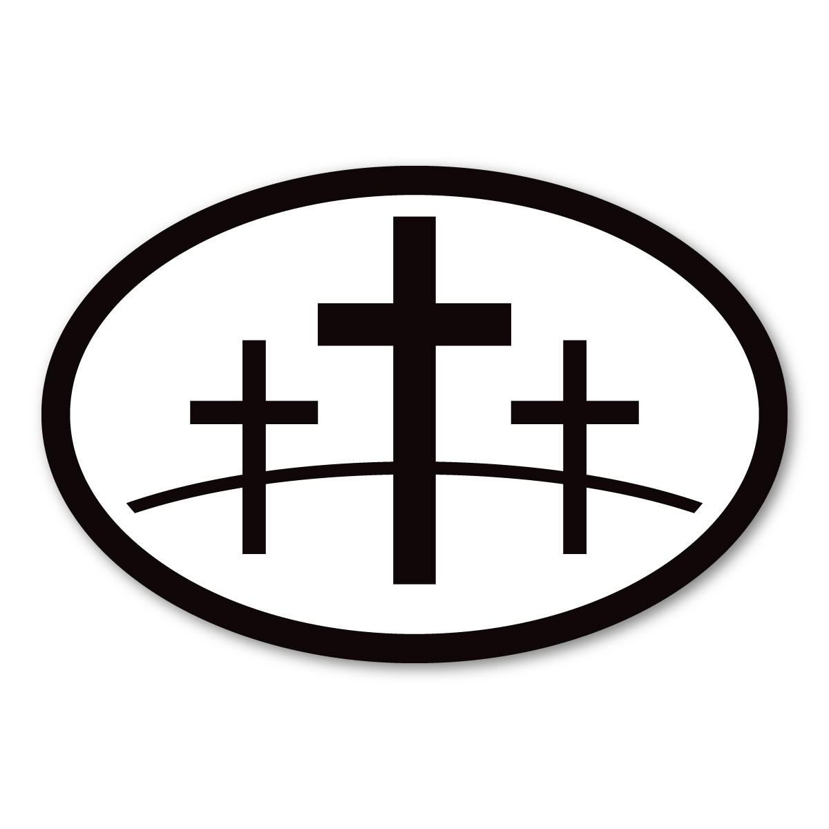 3 Crosses Oval Sticker - Magnet America