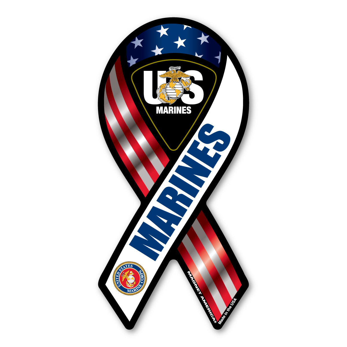 Marines Red, White, & Blue 2-in-1 Mini Ribbon Magnet | Magnet America
