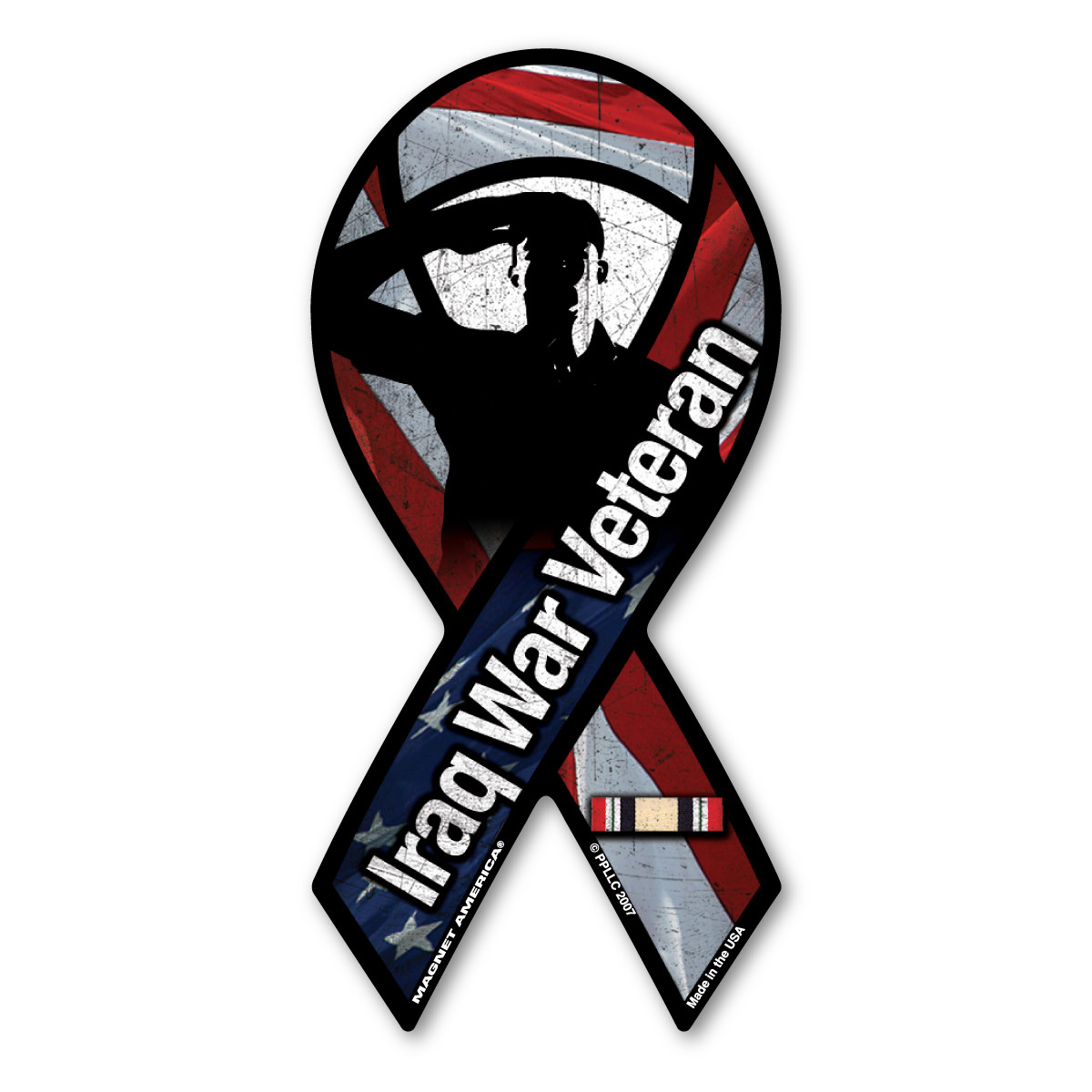 Iraq War Veteran Salute Mini Ribbon Magnet | Magnet America