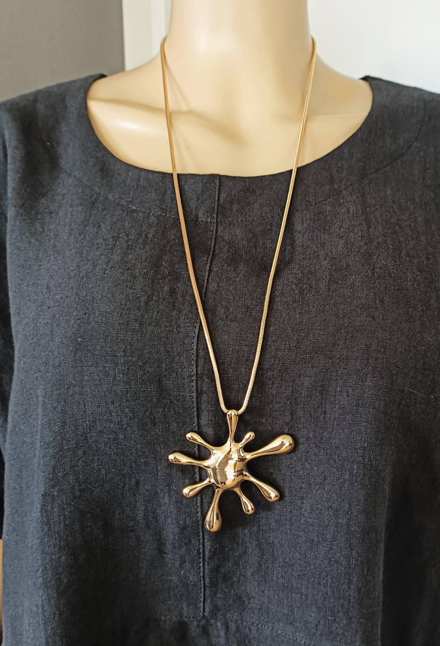 Glorious Splat gold tone pendant necklace - Long Island Clothing Limited