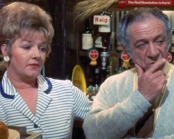 Carry On Abroad 1972 Sidney James And Joan Sims Behind Pub Bar 8x10 Inch