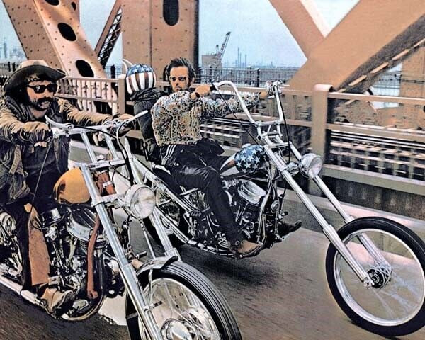 Easy Rider Dennis Hopper Peter Fonda on choppers crossing bridge 8x10 ...