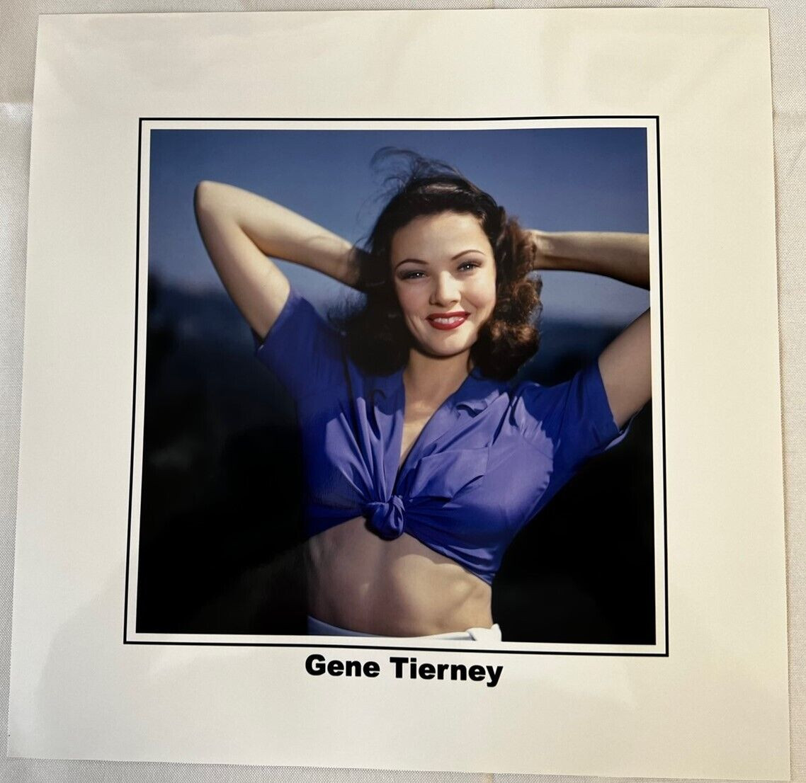 Gene Tierney 1940s Era Glamour Portrait Bare Midriff 12x12 Inch Square