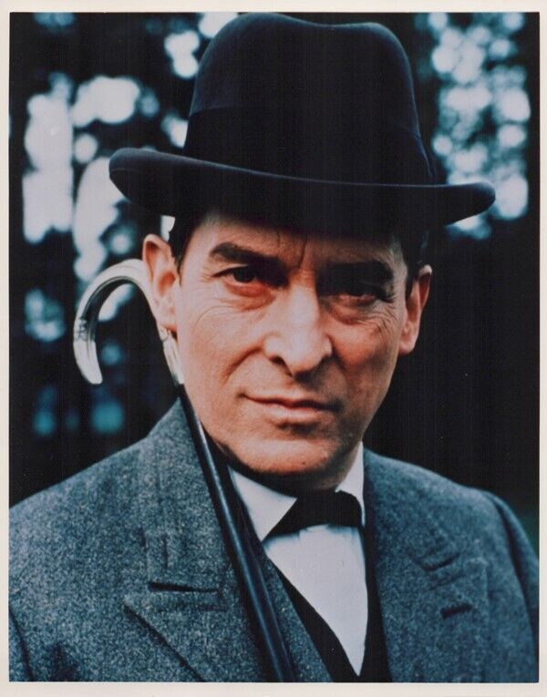 Adventures of Sherlock Holmes 8x10 inch photo Jeremy Brett with cane ...