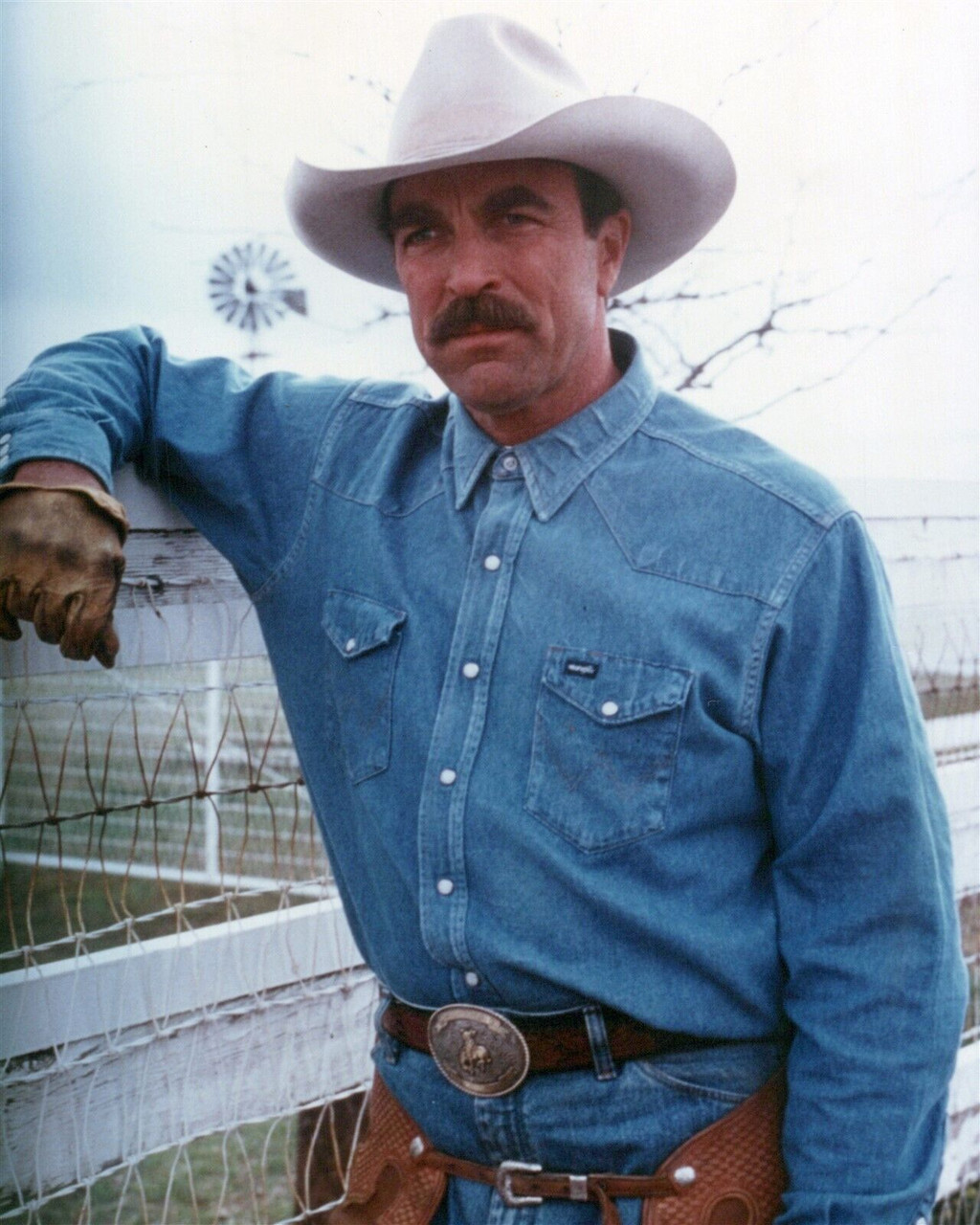 Tom Selleck in denim shirt & cowboy hat 1996 Ruby Jean And Joe western ...