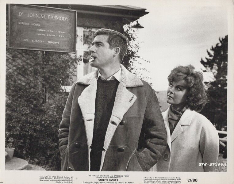 Stolen Hours 1963 original 8x10 photo Susan Hayward Michael Craig smoking pipe - Moviemarket