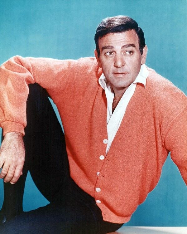 Mike Connors in casual attire cardigan 1967 Mannix TV series 8x10 inch ...