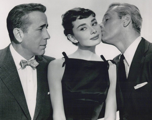 Sabrina William Holden kisses Audrey Hepburn's cheek Humphrey Boagrt ...