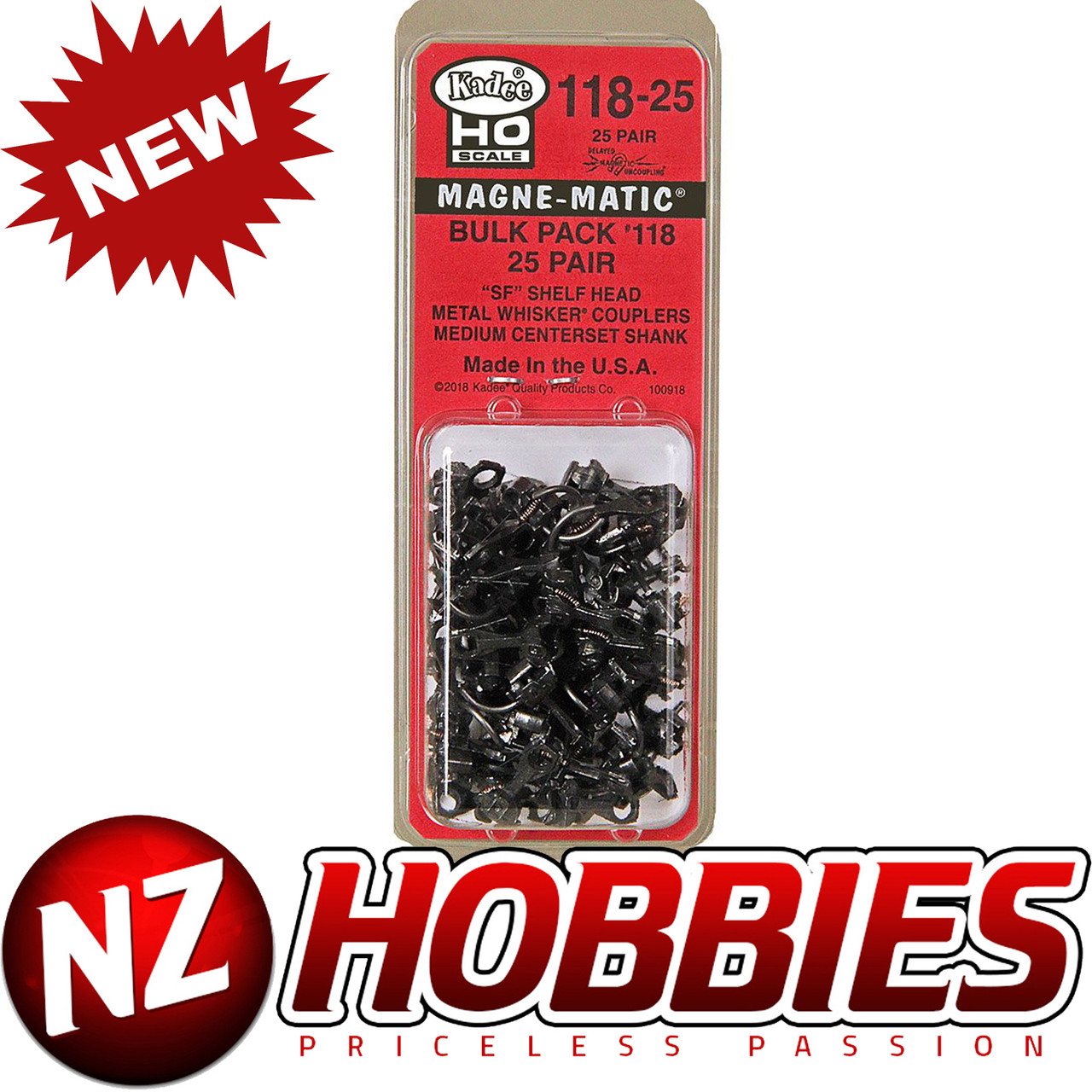 Kadee #118-25 Bulk Pack (25 pairs) SF Shelf Head Medium Whisker Coupler ...