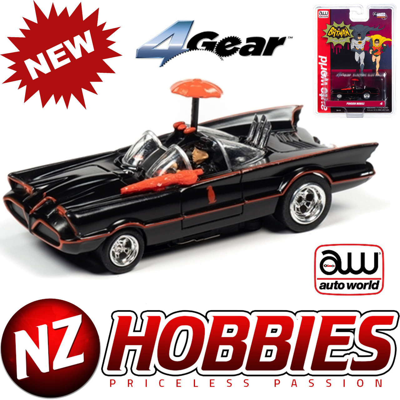 Auto World 4Gear 1966 The Penguin Mobile - Batman TV HO Scale Slot Car ...