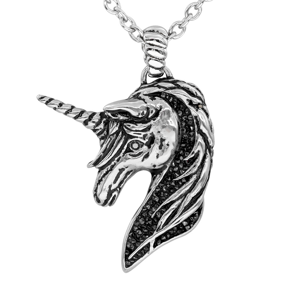 Unicorn Necklace With Black CZ - Controse