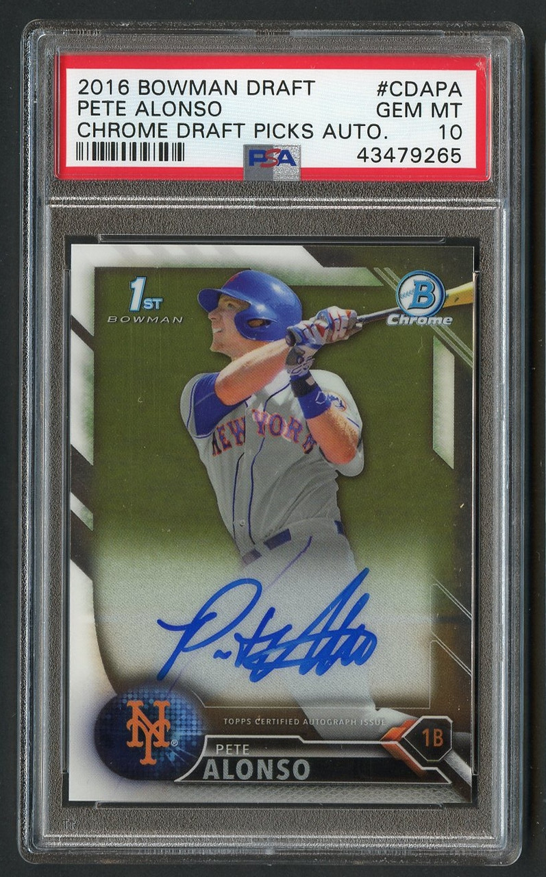 2016 Bowman Chrome Pete Alonso RC Rookie Auto #CDAPA PSA 10 Gem Mint ...