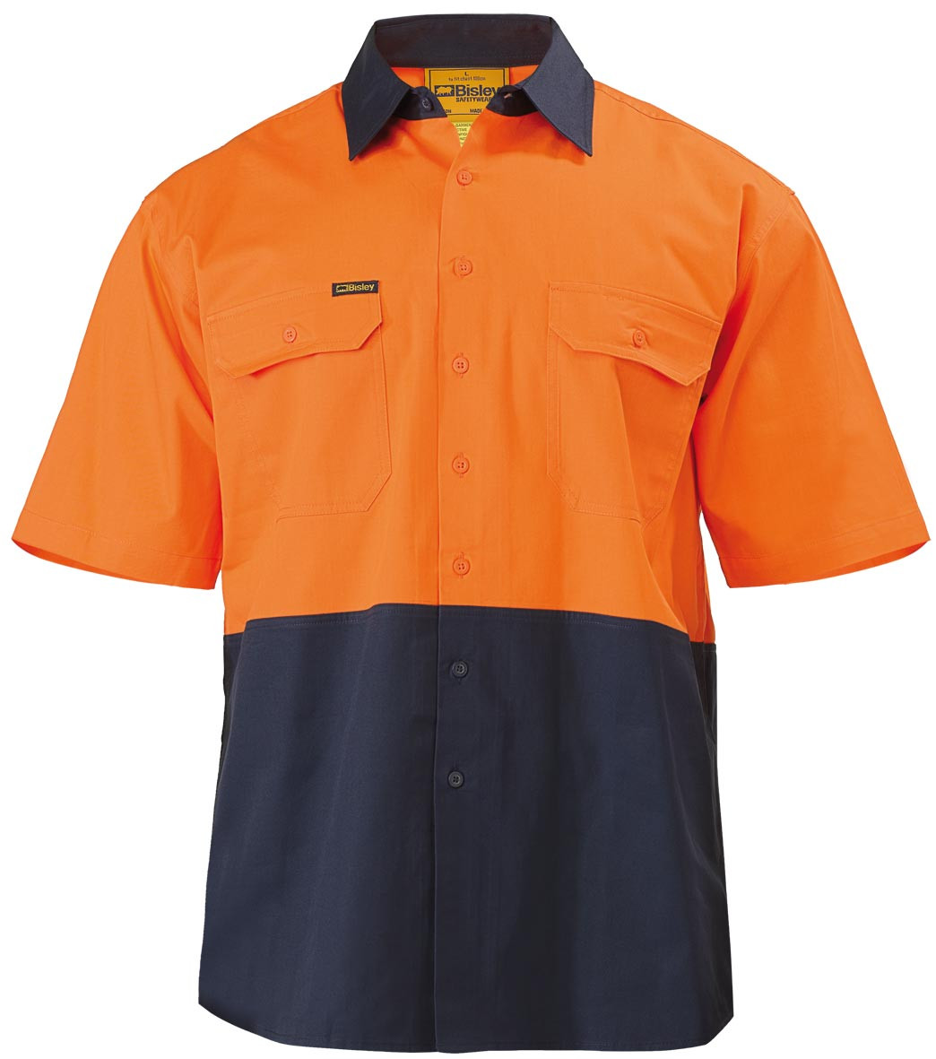 Bisley 2 Tone Hi Vis Cool S/S Lightweight Gusset Cuff Shirt
