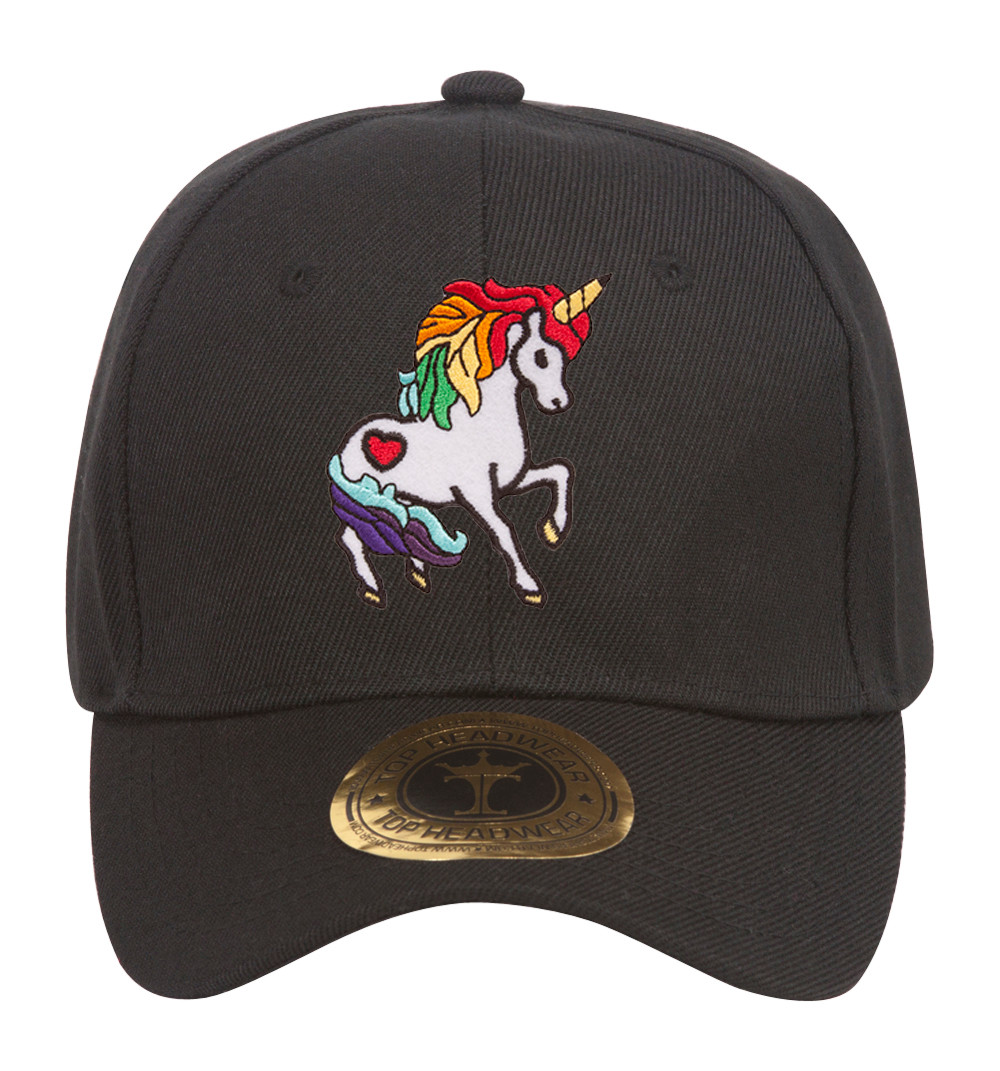 Rainbow Unicorn Patch Black Adjustable Baseball Cap - Gravity Trading