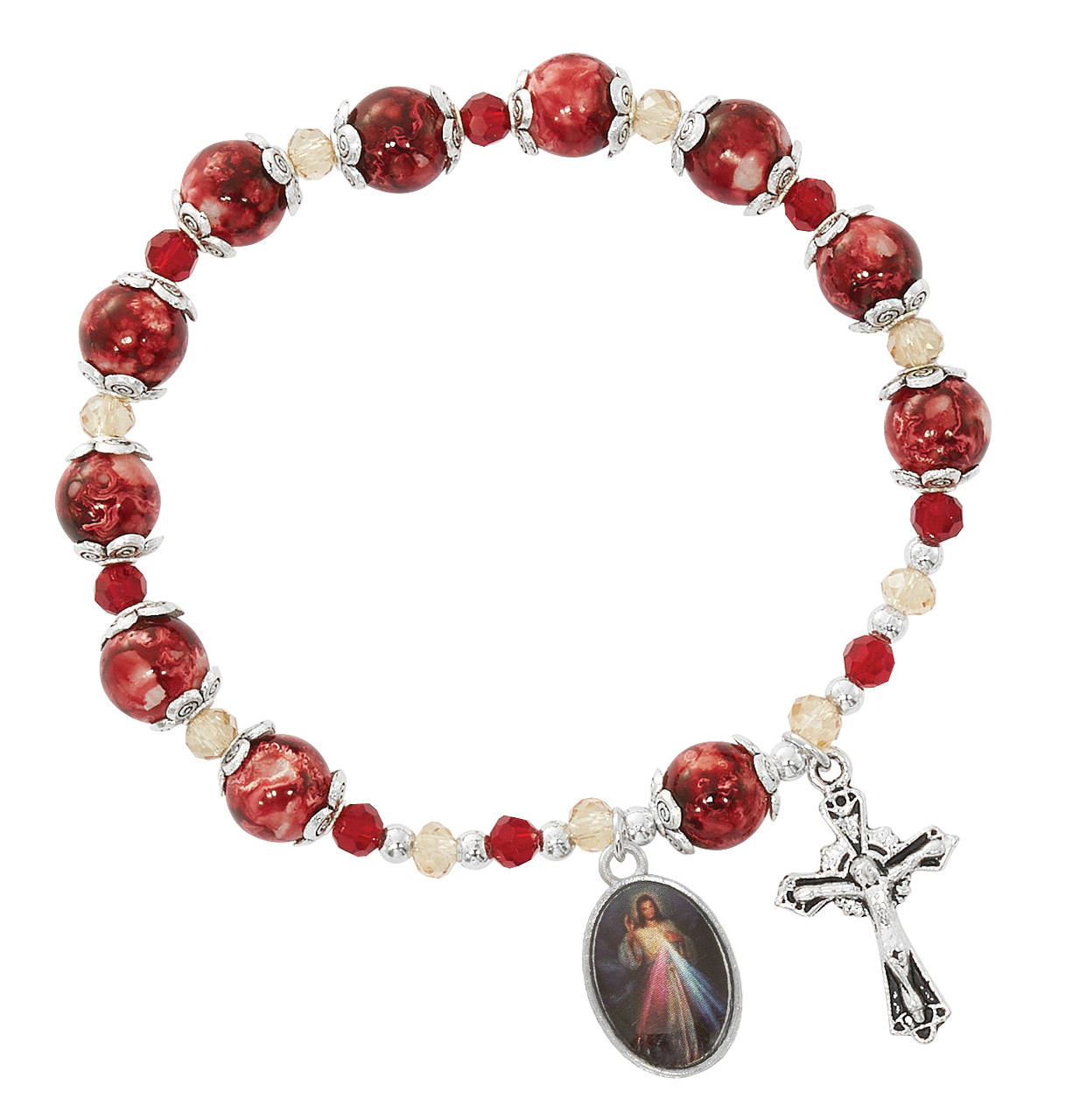 (B1010C) RED DIVINE MERCY STRETCH BRAC - McVan