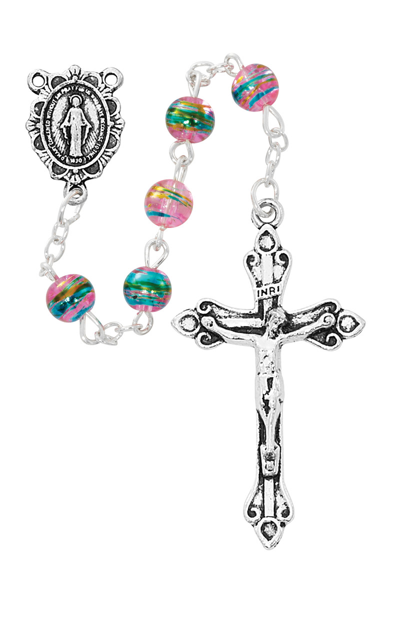 (R941F) PINK MULTI-COLOR ROSARY - McVan