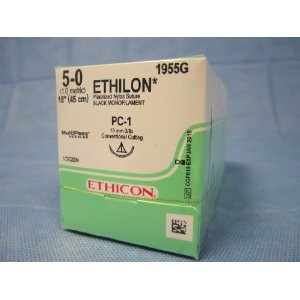 Ethicon ETHILON Suture 470G Size 2 20" LR Reverse Cutting Lead Shot ...